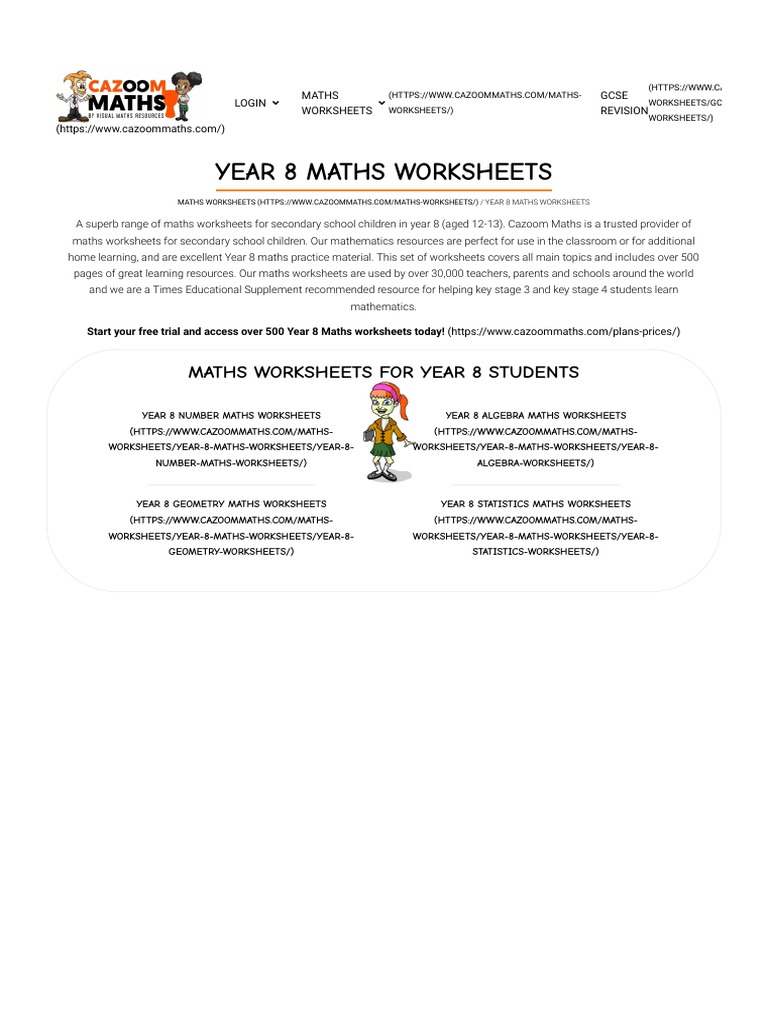 Year 8 Maths Worksheets Online | PDF | Mathematics | Worksheet