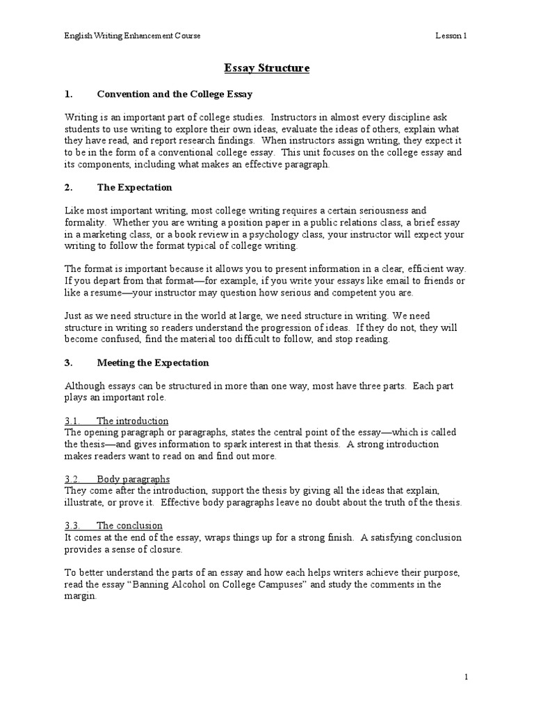 Understanding College Essay Structure | PDF | Essays | Cognition
