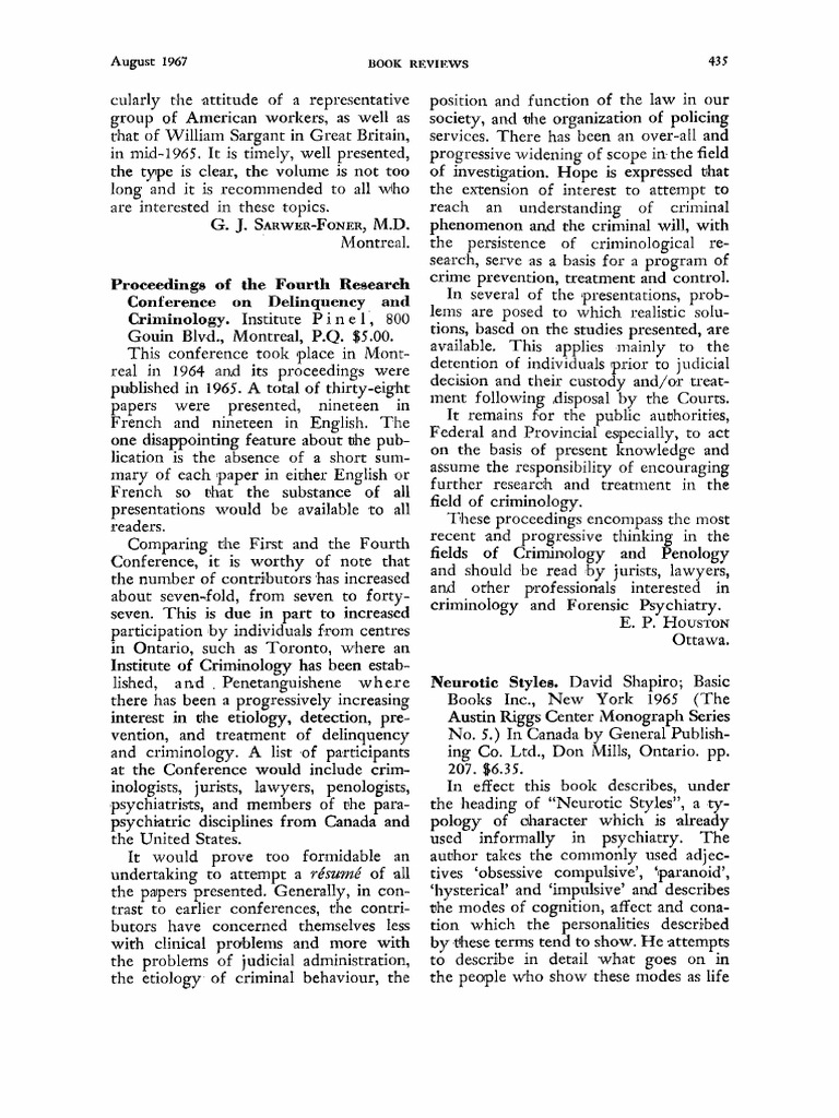 Neurotic Styles. David Shapiro | PDF | Psychoanalysis | Sigmund Freud