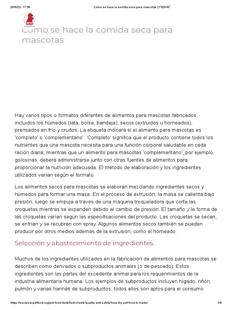 Cómo Se Hace La Comida Seca para Mascotas - FEDIAF | PDF | Alimentos ...