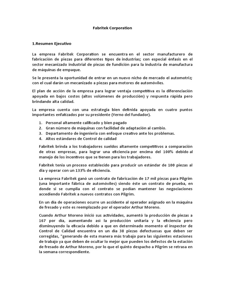 Fabritek Corporation | PDF | Mecanizado | Business