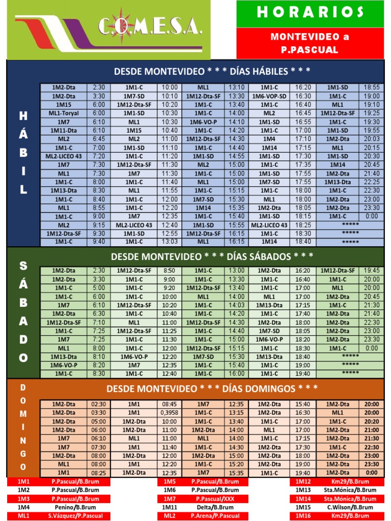 Horarios Montevideo Playa | PDF
