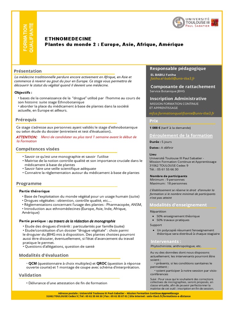 Formation en Ethnomédecine et Plantes | PDF