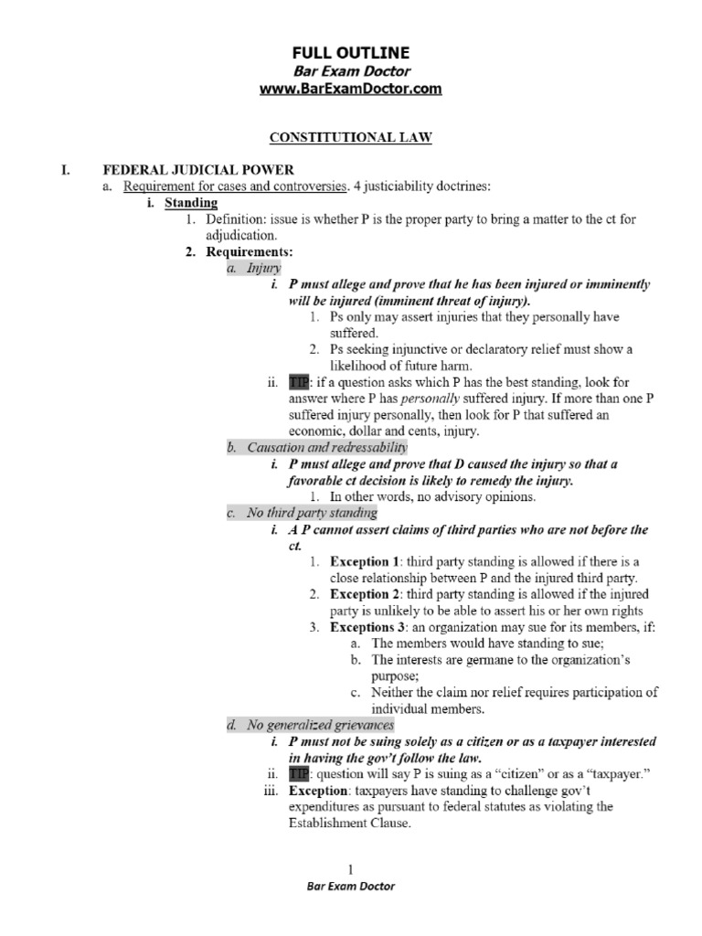 Full Outline - Bar Exam Doctor | PDF