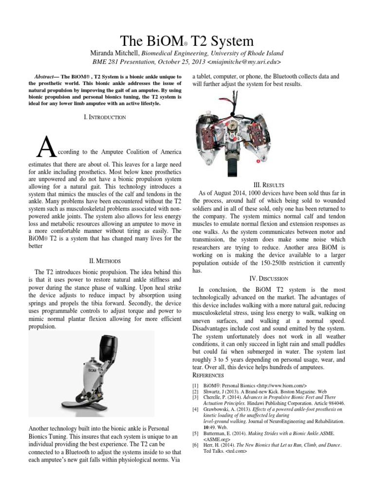 BiOM T2 | PDF | Prosthesis