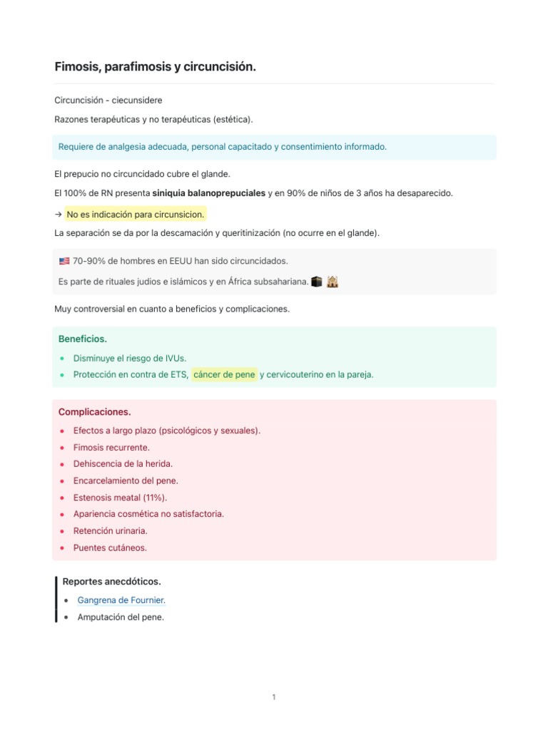 Fimosis, Parafimosis y Circuncisión. | PDF | Circuncisión | Mamíferos ...