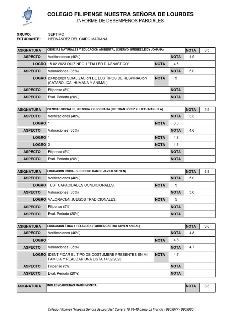 Notas Parciales Pdf Science
