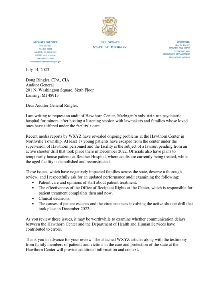 Auditor General - Hawthorn Request Audit Letter | PDF