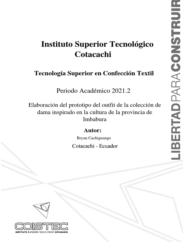 Instituto Superior Tecnológico Cotacachi: Tecnología Superior en Confección Textil | PDF ...