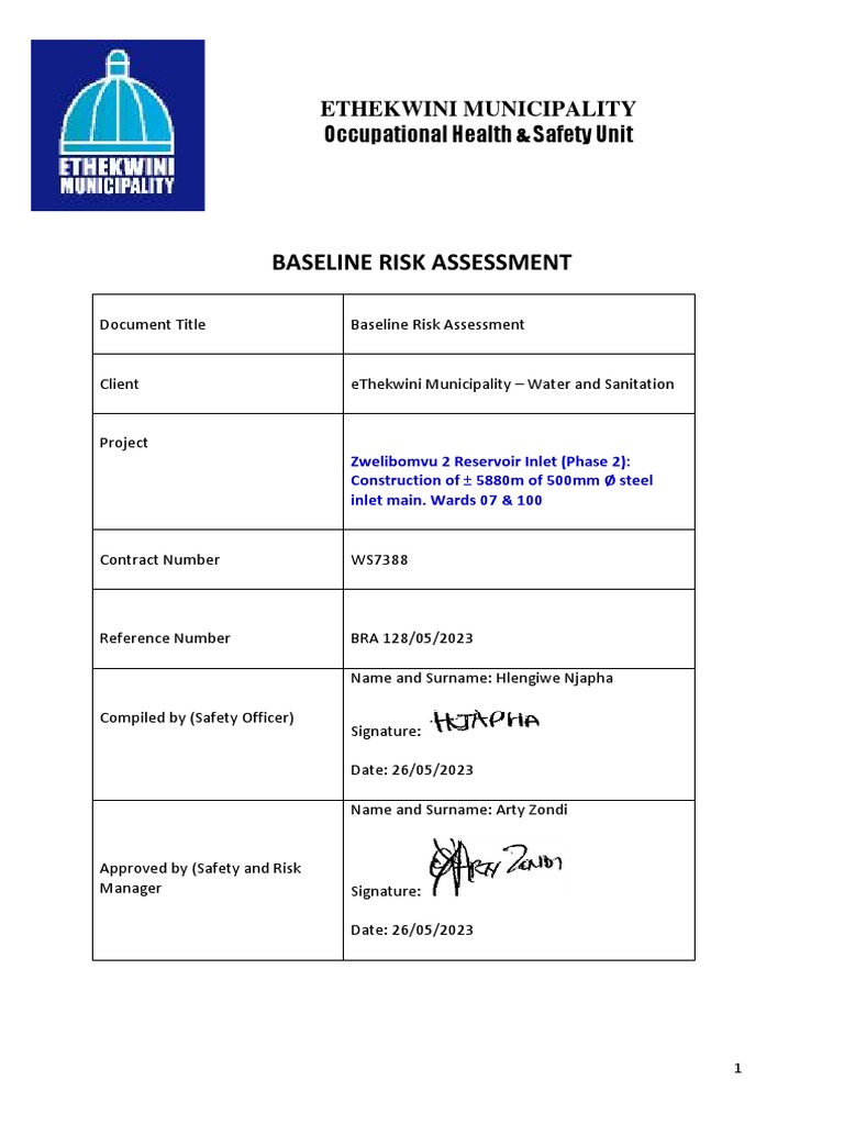 Zwelibomvu Inlet Baseline Risk Assessment WS7388 | PDF