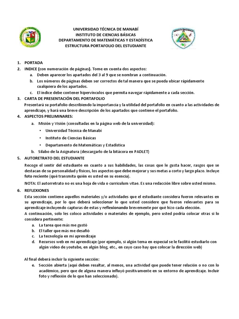 1 Estructura Portafolio - Matemáticas Discretas | PDF | Evaluación