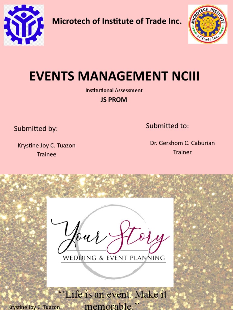 Events Management Nciii Institutional Assessment | PDF