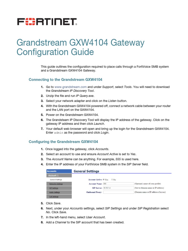 Grandstream GXW4104 Gateway Configuration Guide | PDF | Voice Over Ip ...