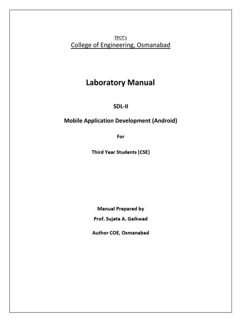 Te Androidlabmanual Sdl Ii Pdf Android Operating System Java Programming Language