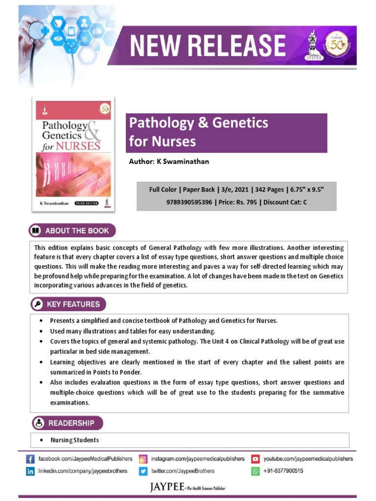 Swaminathan - Pathology & Genetics For Nurses 3E | PDF | Science ...