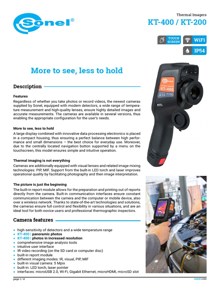 Datasheet KT-200-400 EN v3.02 | PDF | Thermography | Camera