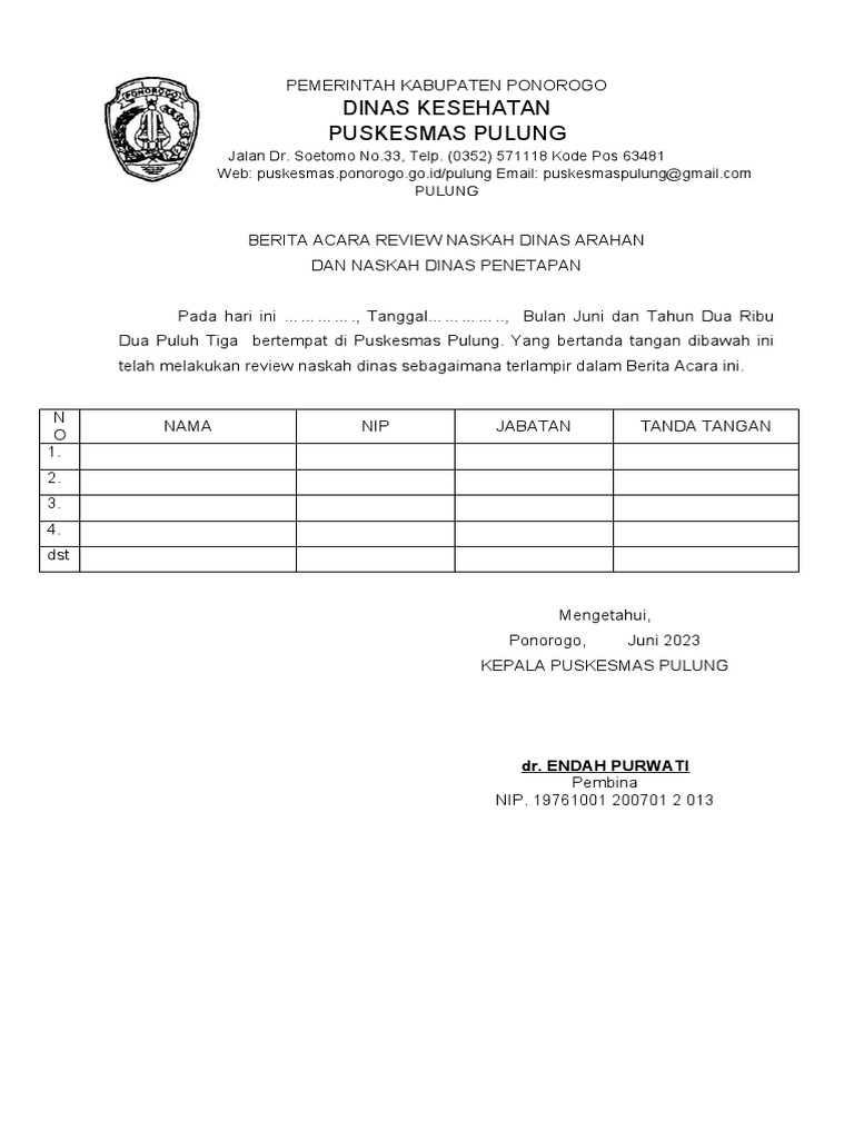 Berita Acara Review SK Tim Mutu Juni | PDF