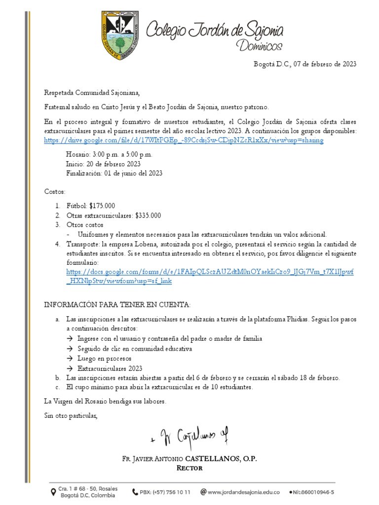 Circular+No 004+ref +EXTRACURRICULARES+copy+ | PDF