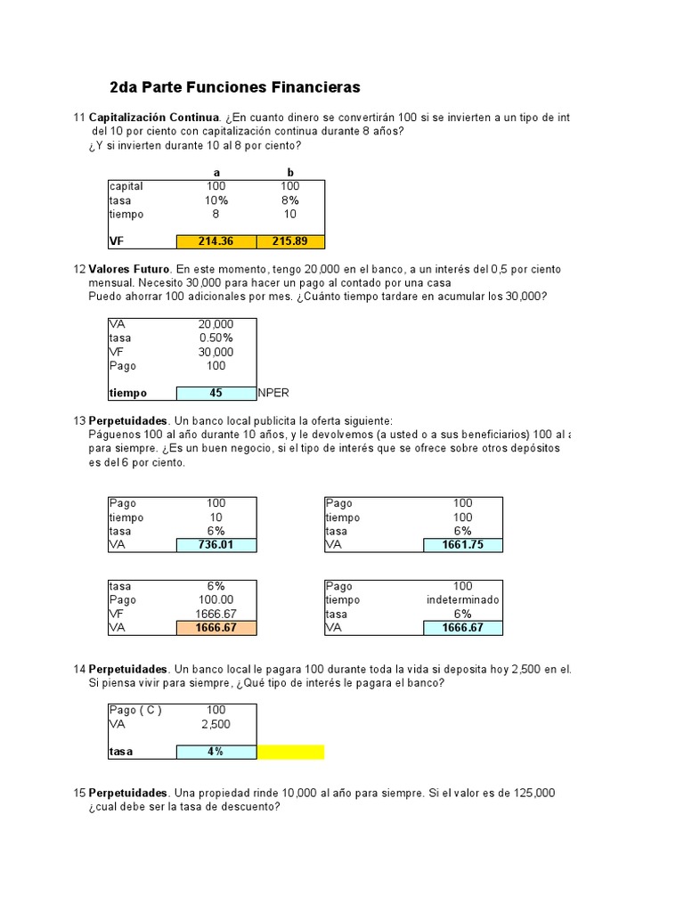 Sesión 1.5 Funciones Financieras en Excel Parte 2 - RESUELTO ...