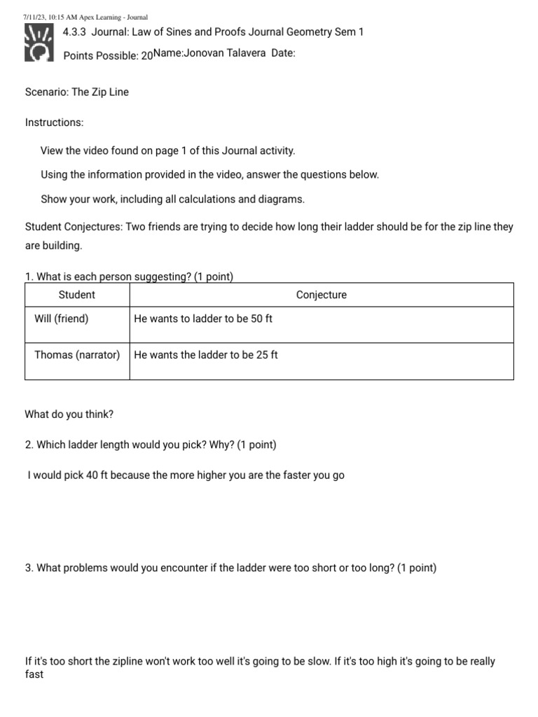Apex Learning - Journal 2 - Google Docs - 4003003 - SDJ9LCyp3 | PDF ...