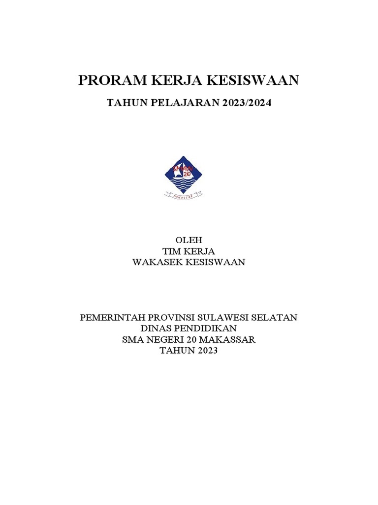 Proram Kerja Kesiswaan 2023 2024 | PDF
