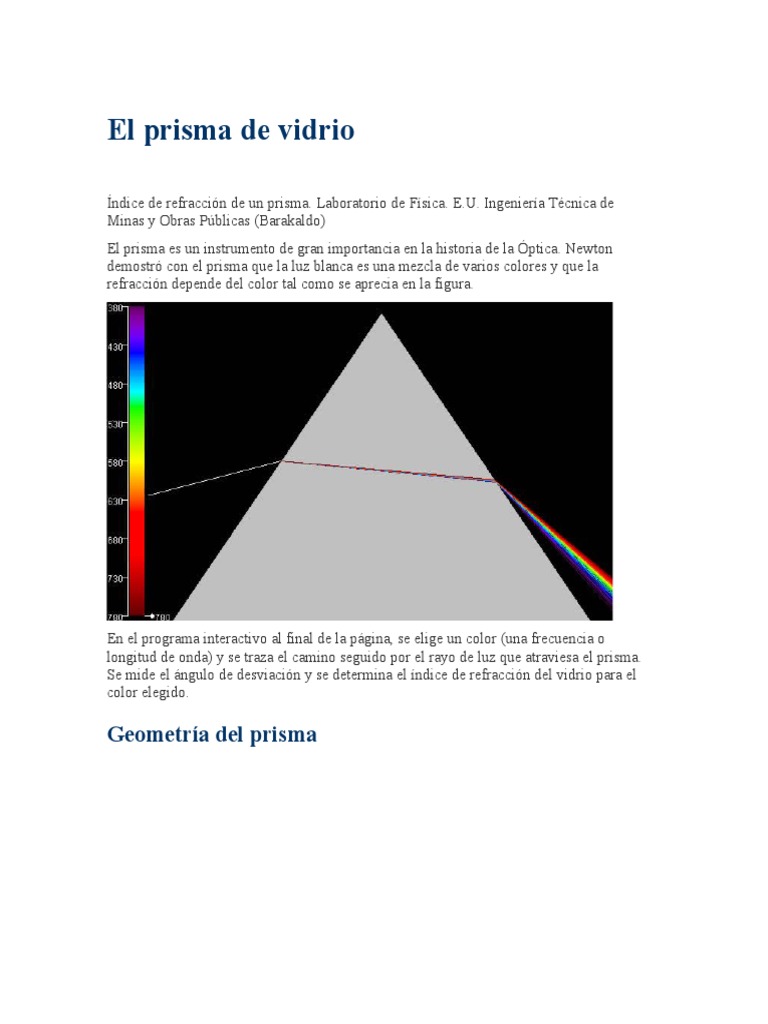 El Prisma de Vidrio | PDF | Refracción | Índice de refracción