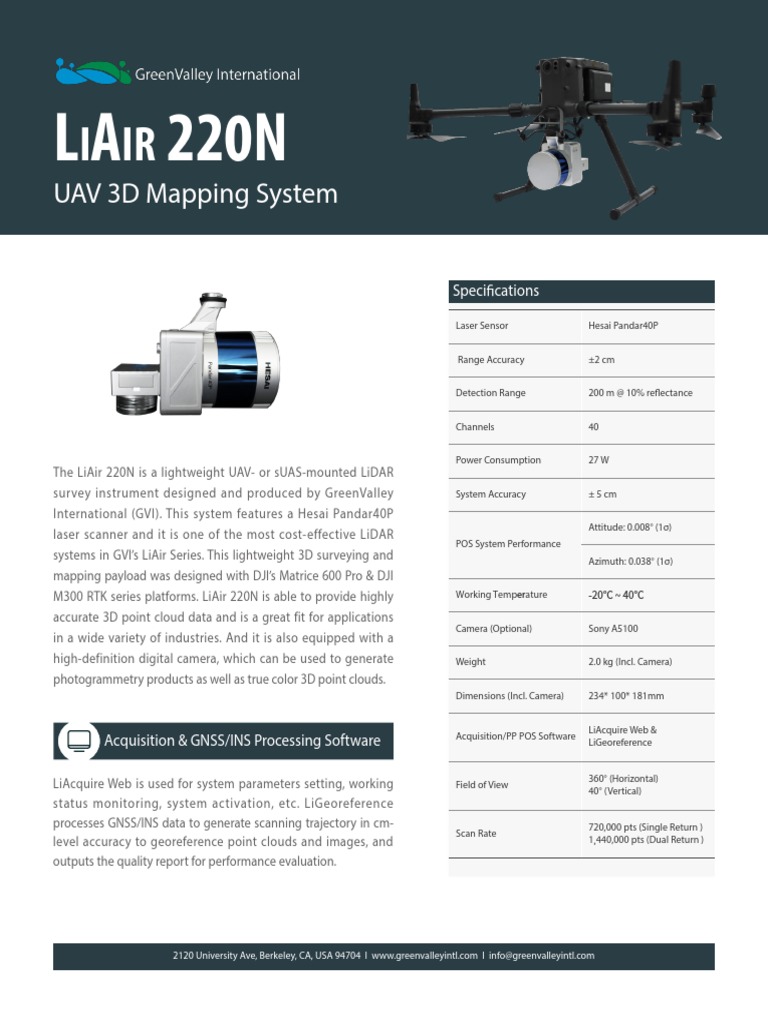 GreenValley LiAir 200N Specification | PDF | Lidar | Imaging