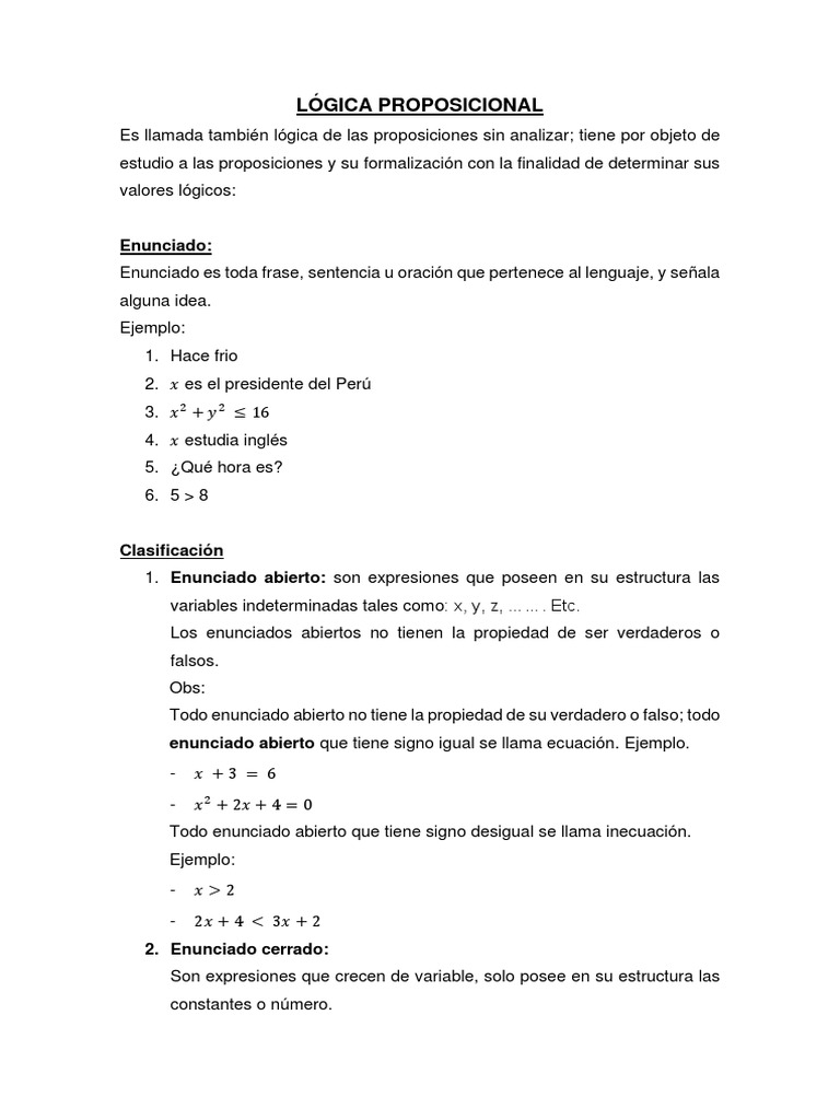 Tema 2 Logica Propocicional - Propociciones Logicas | PDF | Proposición | Lógica matemática