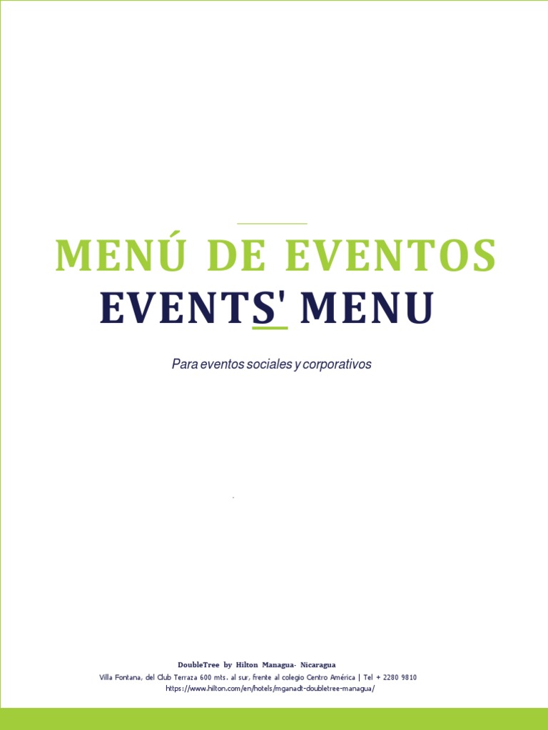 Menu de Banquetes Double Tree Managua | PDF | ensalada | Cocina europea