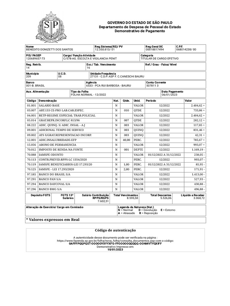 Demonstrativo de Pagamento | Download grátis PDF | Economias | Business