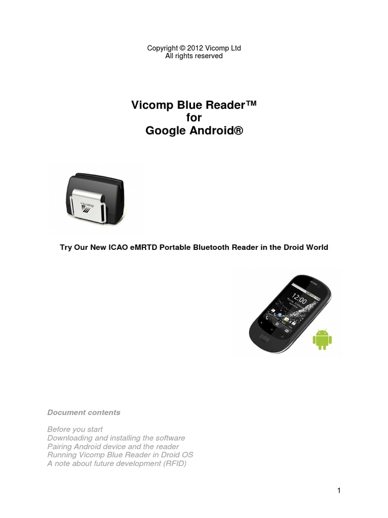 Vicomp Blue Reader | PDF | Android (Operating System) | Bluetooth
