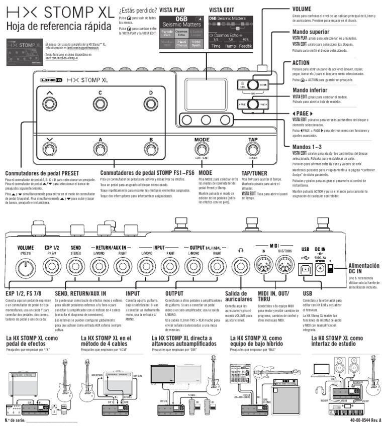 HX Stomp XL Cheat Sheet - Spanish | PDF