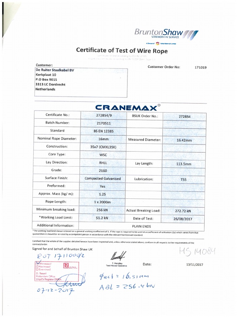 Mill Certificate N141HT21 Wet Bell Main Wire | PDF