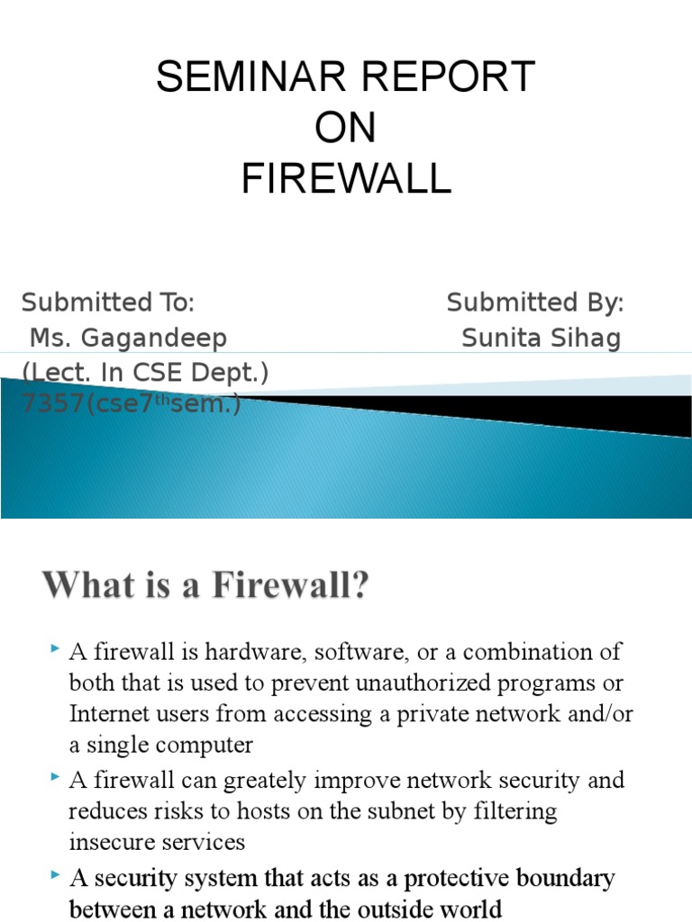 Seminar Report on Firewall Security | PDF | Firewall (Computing ...
