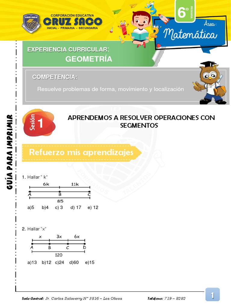 6ºgrado Geometría I Bimestre para Imprimir | PDF | Matemática Elemental ...