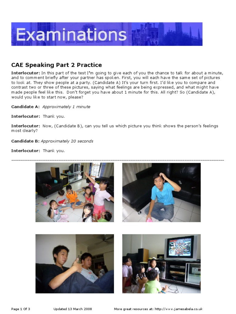Cae Speaking PT 2 | PDF | Test (Assessment) | Pedagogy