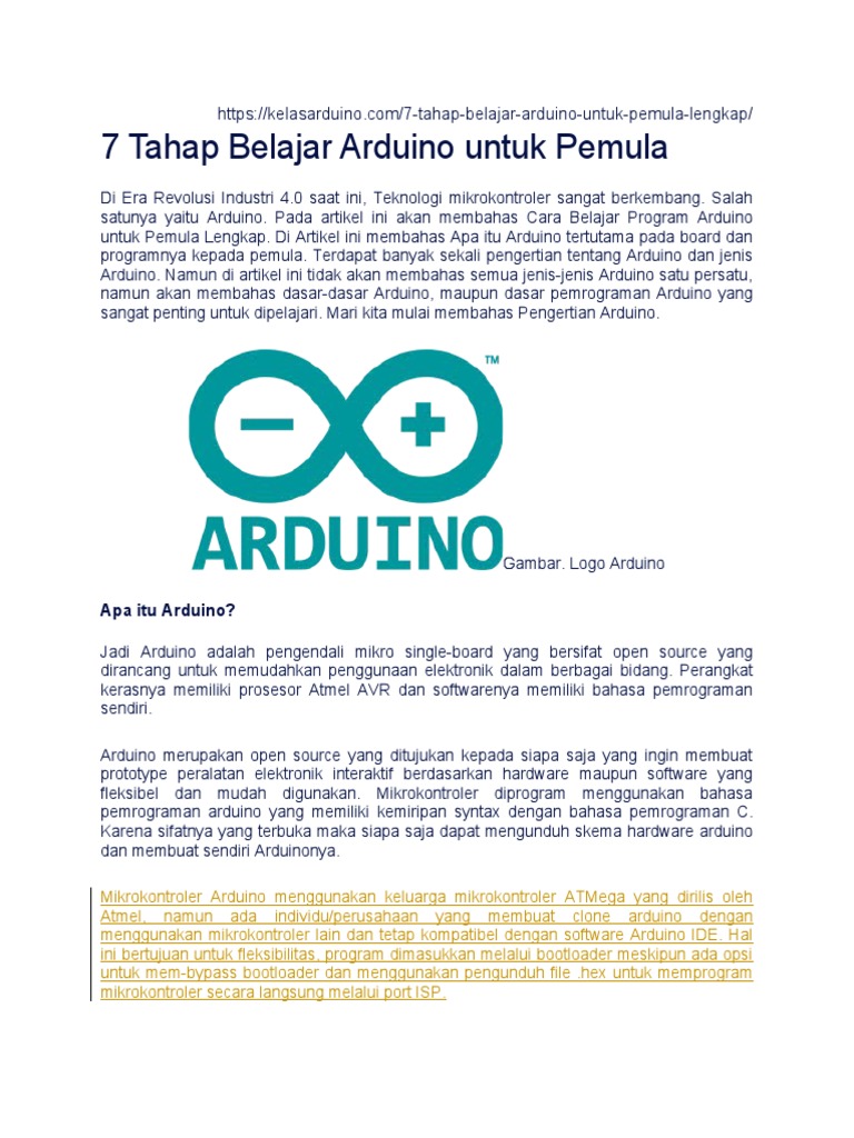 7 Tahap Belajar Arduino Untuk Pemula Pdf
