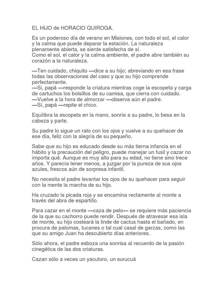 EL HIJO de HORACIO QUIROGA | PDF | Arte | Novela negra, policíaca y ...