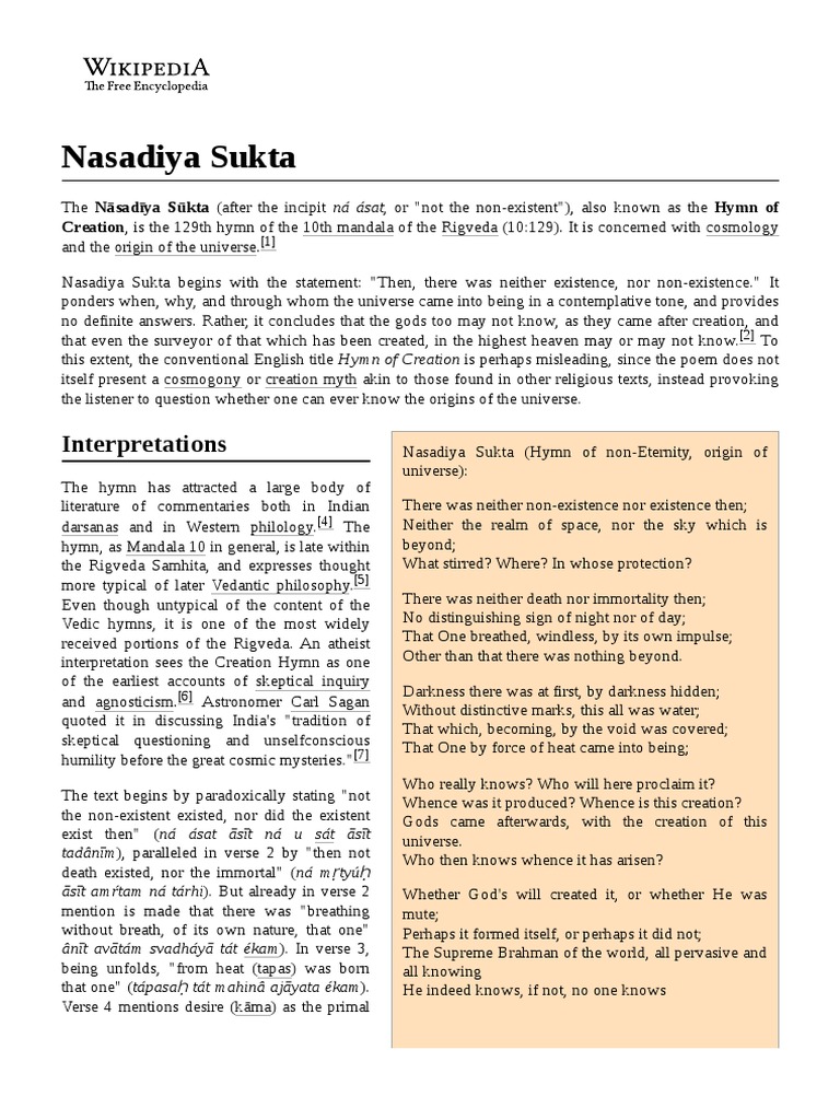 Nasadiya Sukta | PDF | Religious Belief And Doctrine | Indian Religions