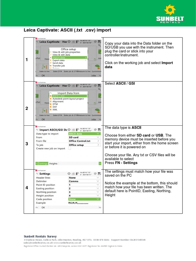 Leica Captivate ASCII Import Guide | PDF | Computer File | Text File