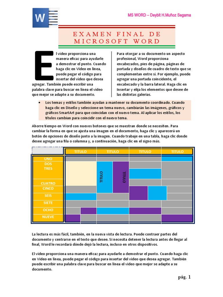 1 Examen Final de Microsoft Word Texto | PDF | Microsoft Word | Archivo de computadora