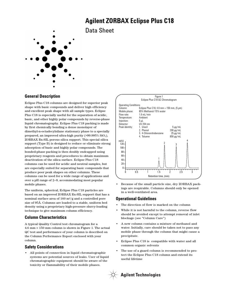 Zorbax Eclipse Plus | PDF | High Performance Liquid Chromatography ...