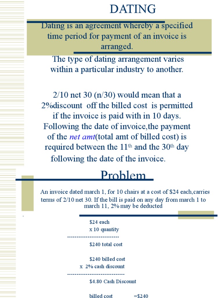 Dating | PDF | Discounts And Allowances | Invoice