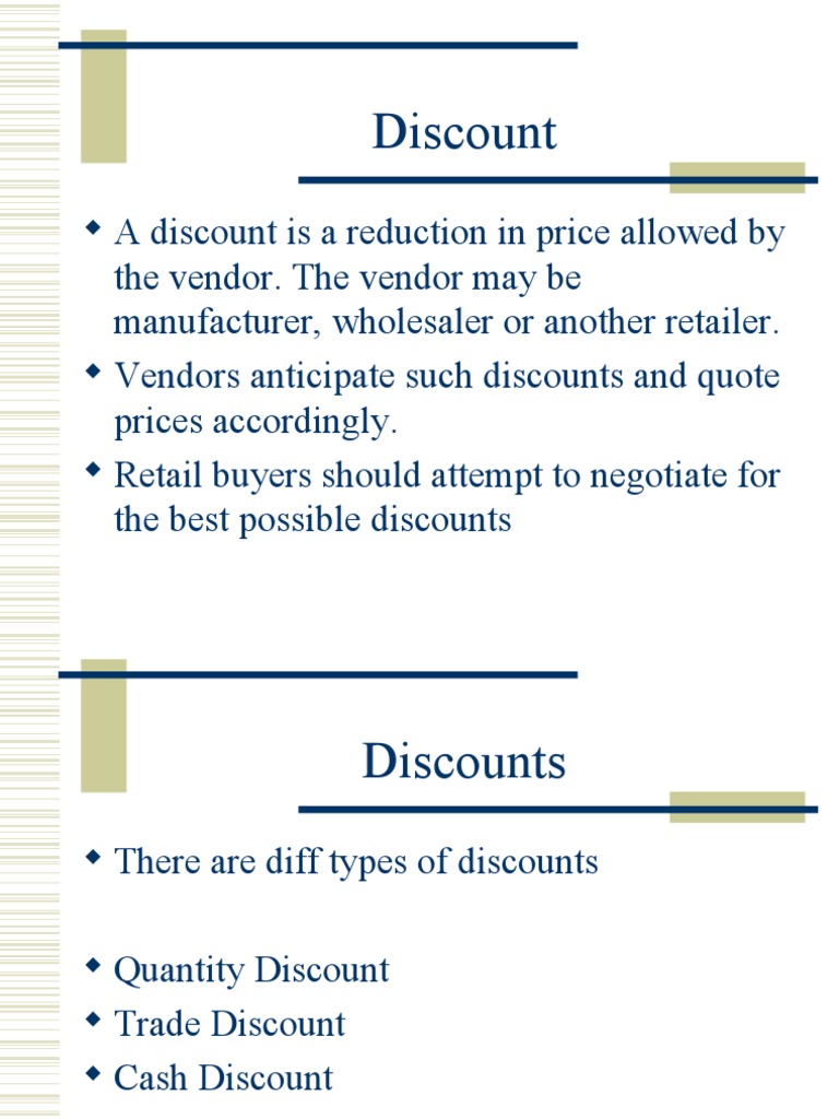 Discount | Discounts And Allowances | Merchandising | Free 30-day Trial ...