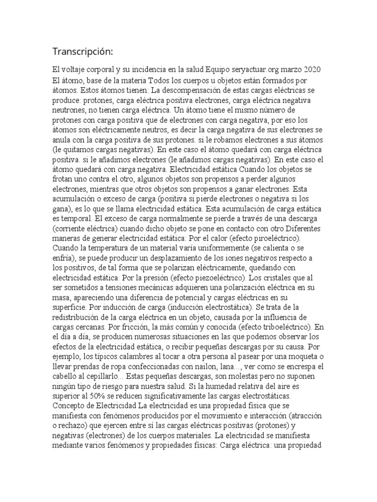 Salud y Voltaje Corporal | PDF
