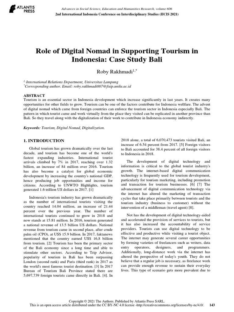 Role of Digital Nomad in Supporting Tourism in | PDF