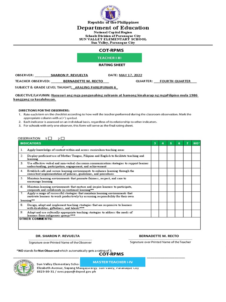 FINAL COT2 FORMAT 2022 T1 III - MT 1 Blank | PDF | Learning | Curriculum