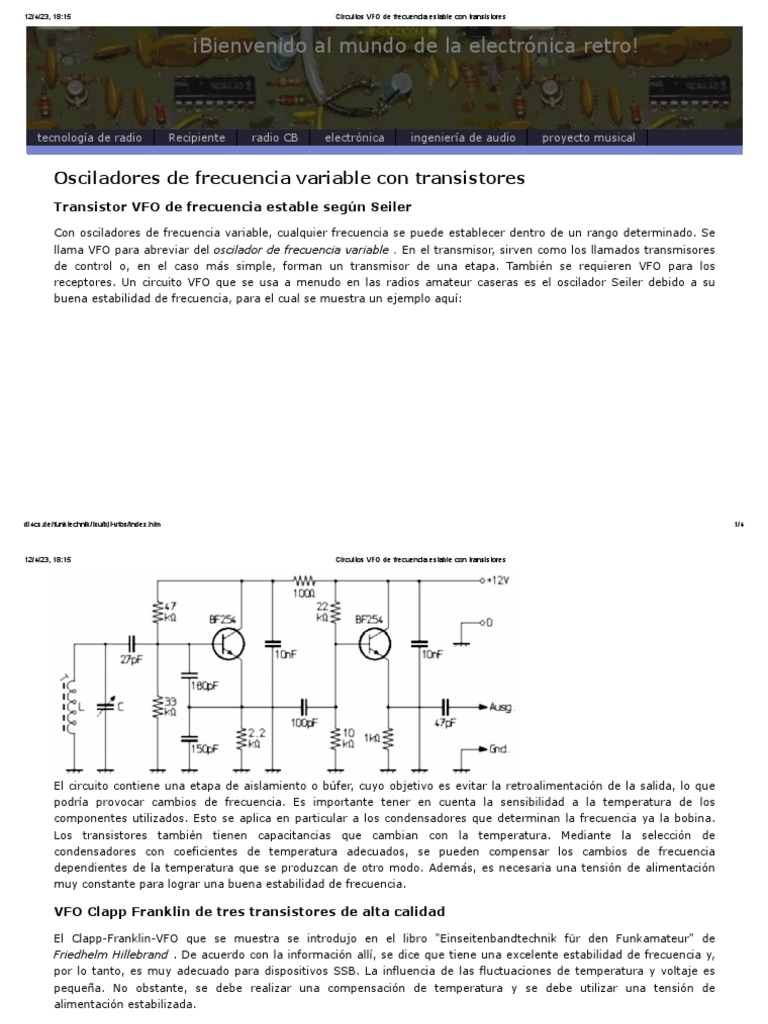 Circuitos VFO de Frecuencia Estable Con Transistores | PDF | Transistor ...