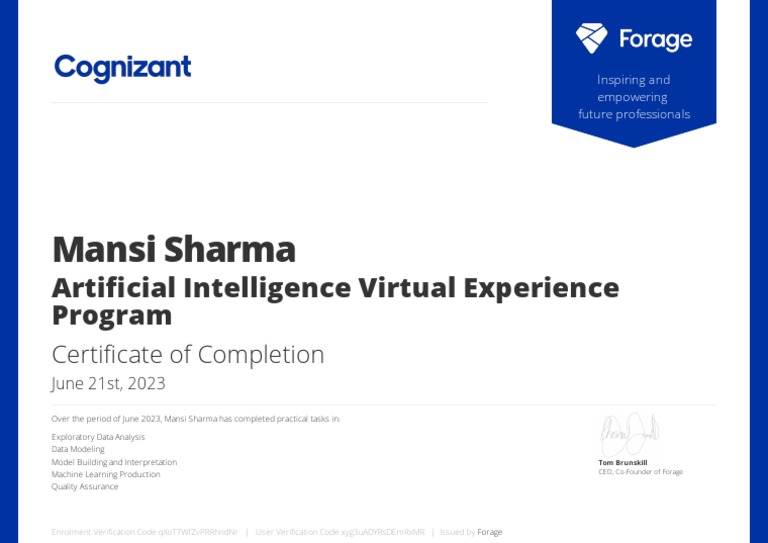 AI Virtual Experience Completion Certificate | PDF