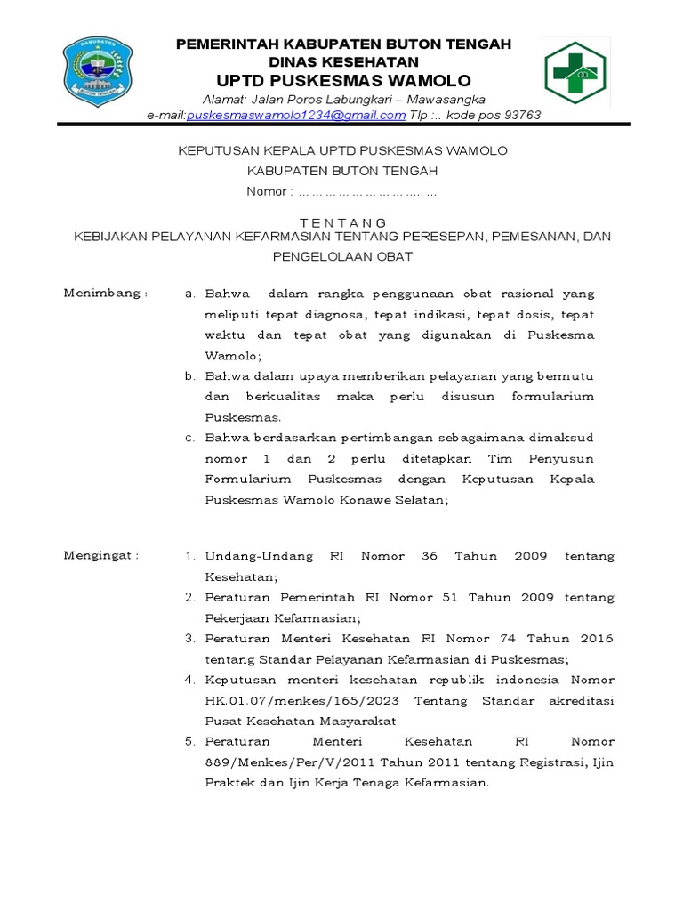 Sk Penyusunan Formularium Nasional Pdf